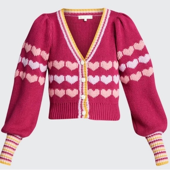 LoveShackFancy | Sweaters | Loveshackfancy Pink Heart Patterned Womens ...